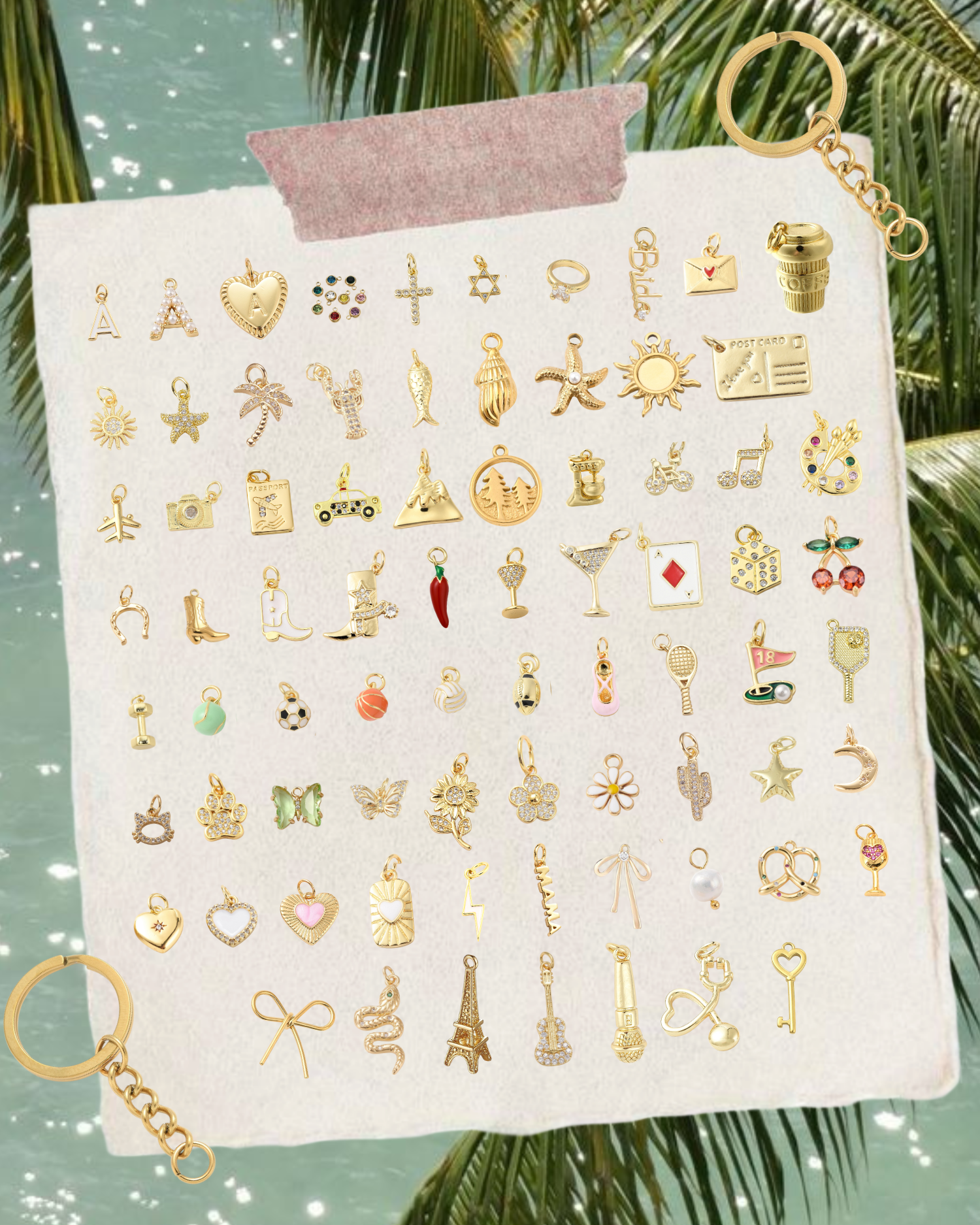 Custom Charm Keychain – City and Stars